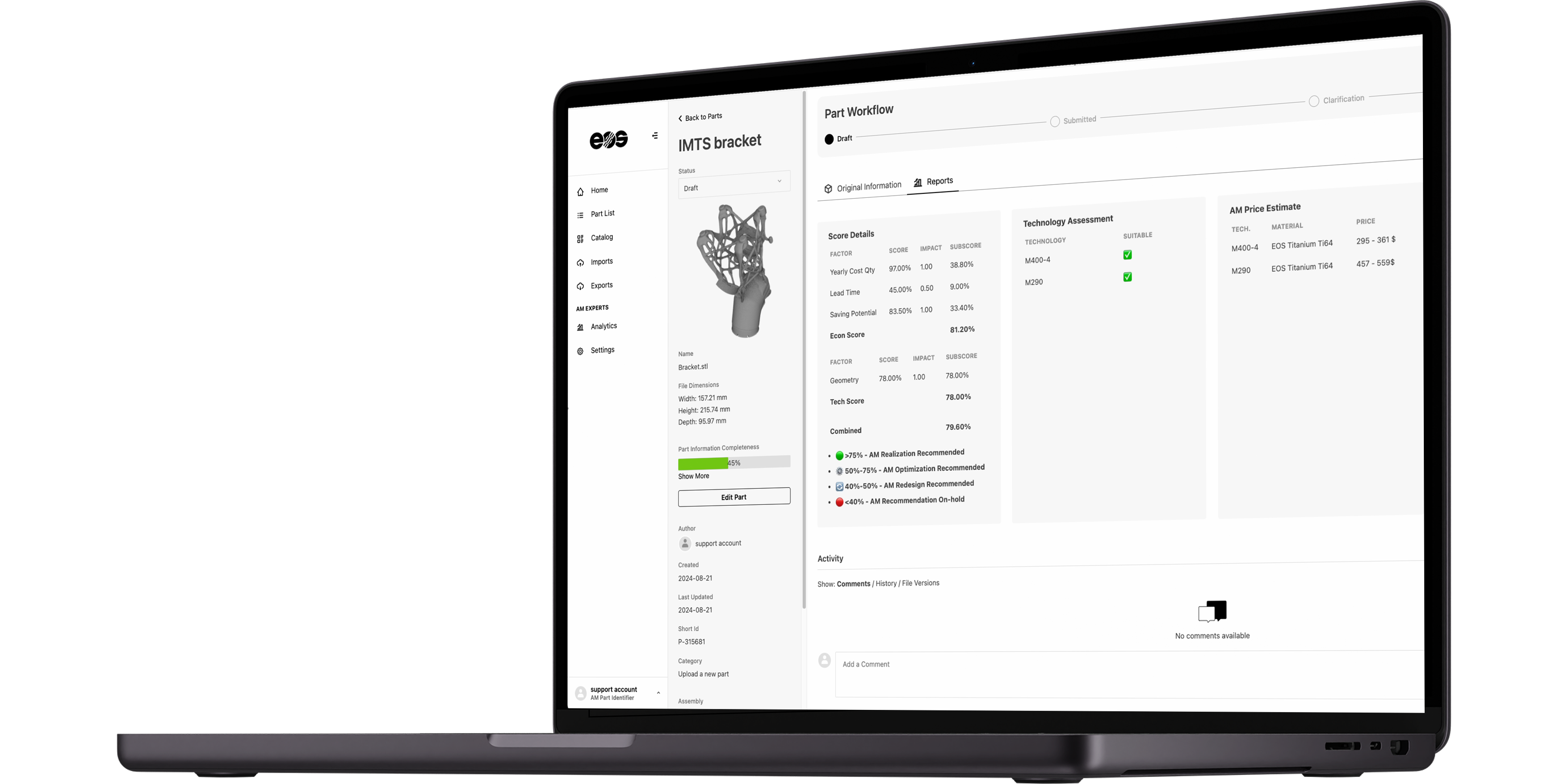 Rapid Part Identifier allows you to assess whether parts can be printed ...