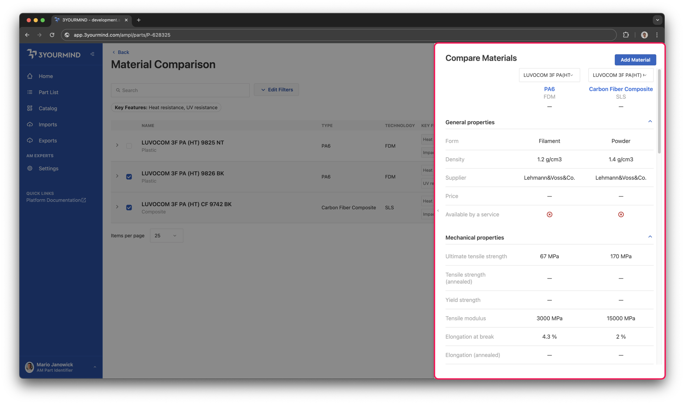 Get a side-by-side view of material comparison, showcasing general ...